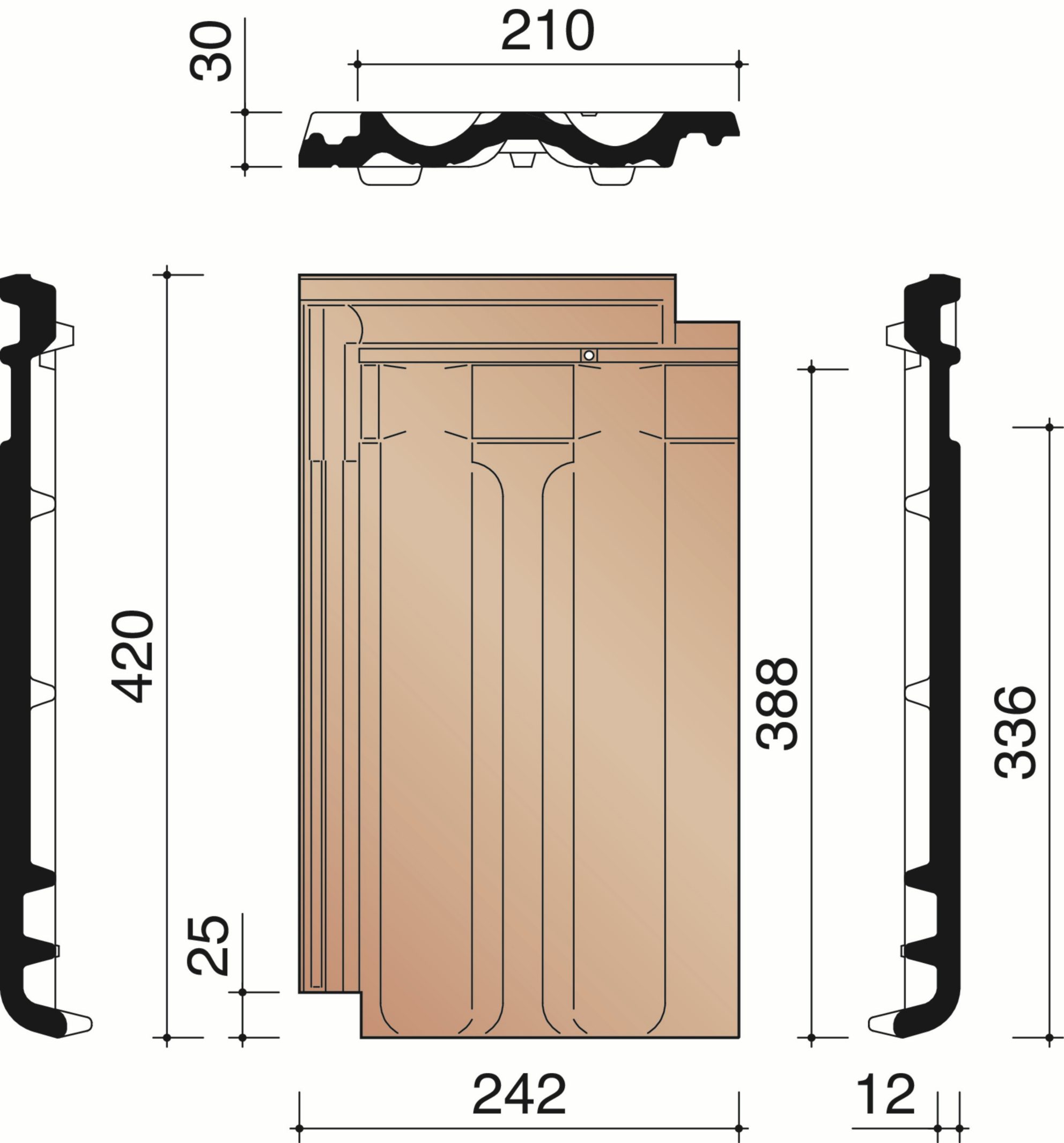 Rode Koramic vlakke dakpan - Standard keramische dakpan Natuurrood
