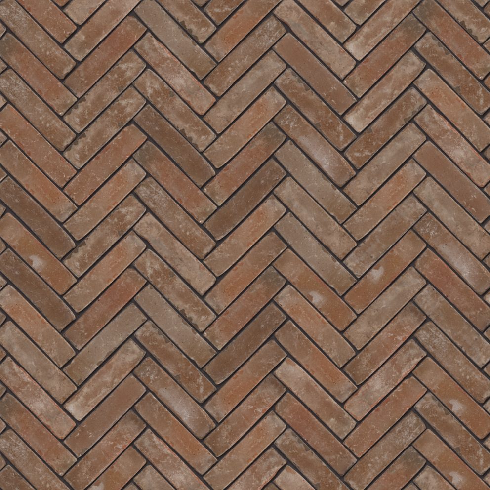 Pavés en terre cuite vieillis de couleur rouge-brun nuancé signés ...