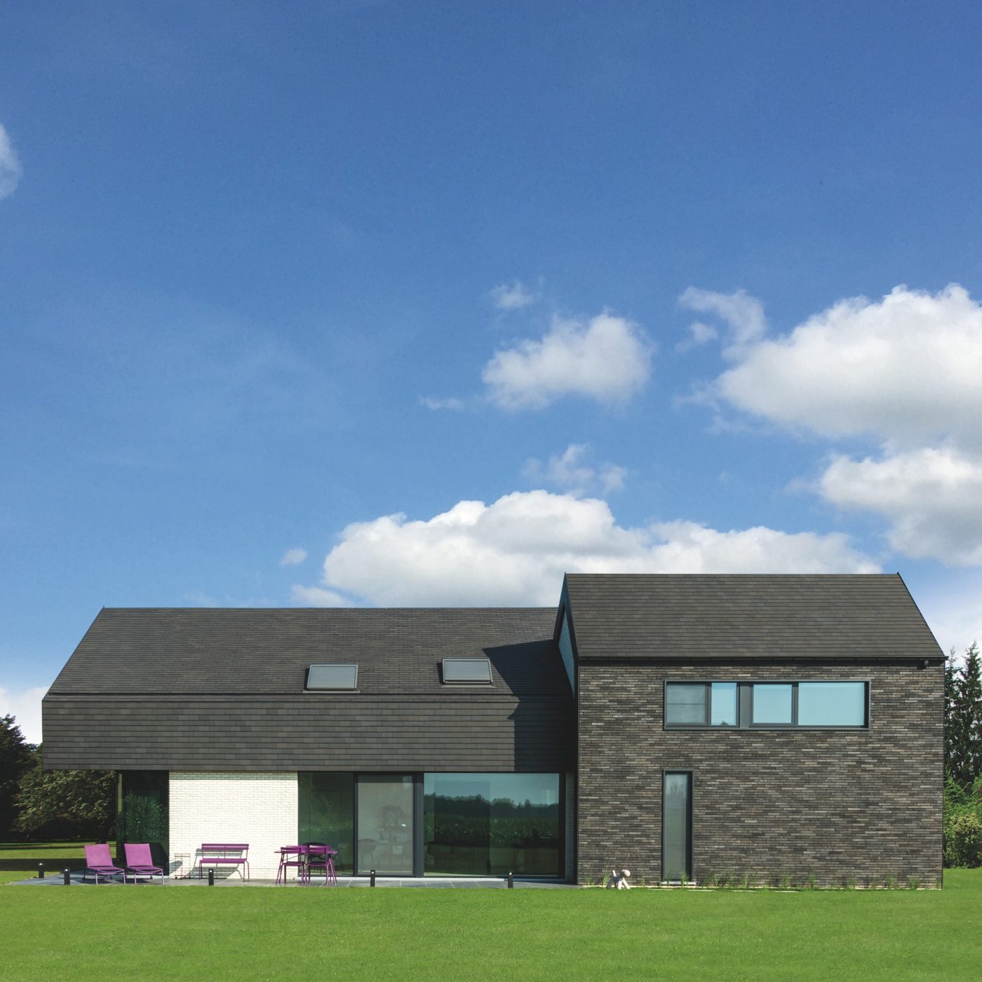 Tuile plate bleue fumée signée Koramic - tuile plate en terre cuite ...