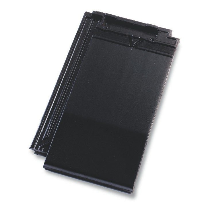 Tuile plate noire mate avec émail signée Koramic - Tuile en terre cuite ...